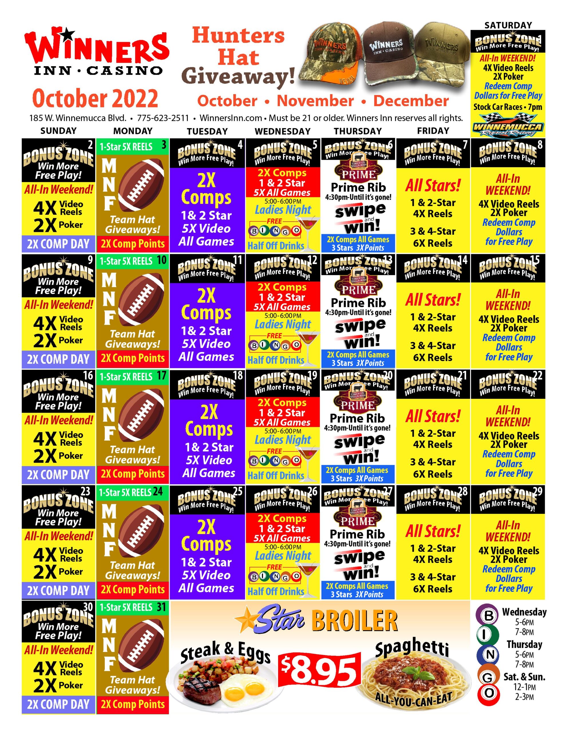 Winners Calendar: keep with all events, tournaments shows and specials